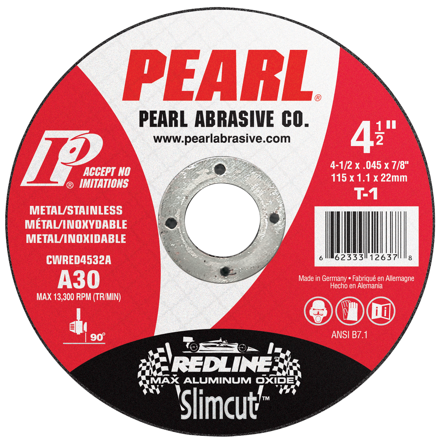 Redline SlimCut Thin Cut Off Wheel T 1 4 1 2 X 045 X 7 8 A46 Redline SlimCut Thin Cut Off Wheel T 1 4 1 2 X 045 X 7 8 A46